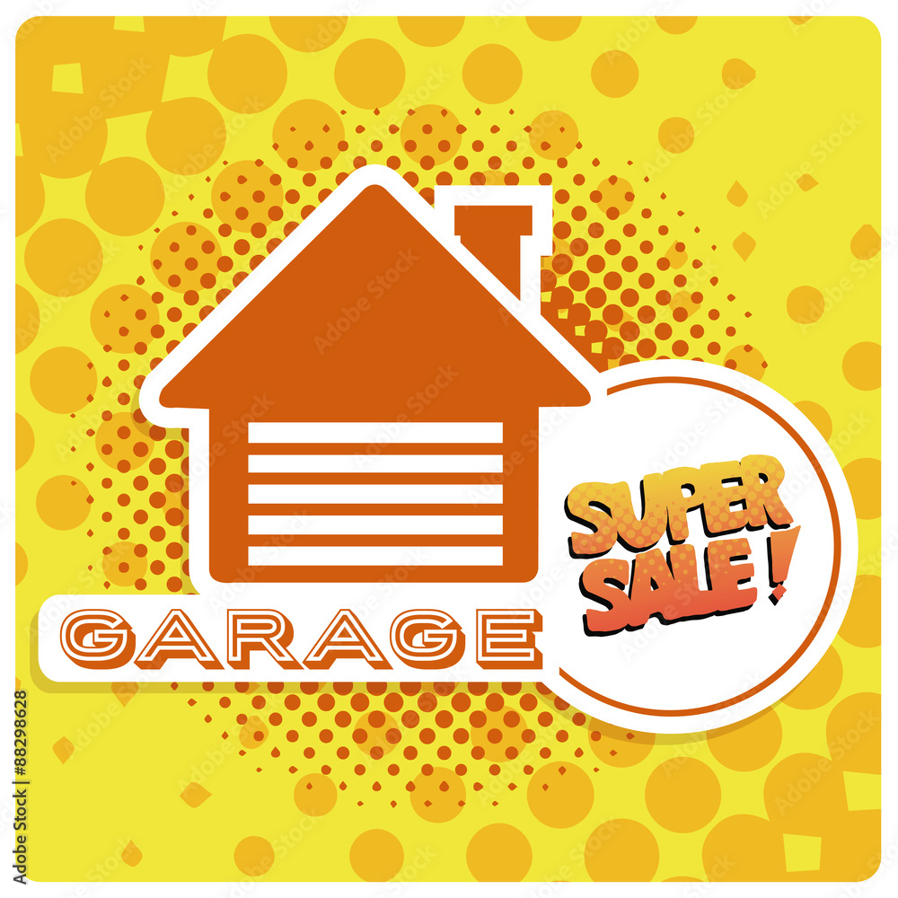 Garage sale illustration over yellow color background Stock Vector ...