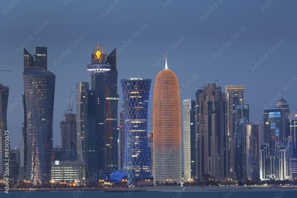 Futuristic skyscrapers in Doha, Qatar Stock Photo | Adobe Stock