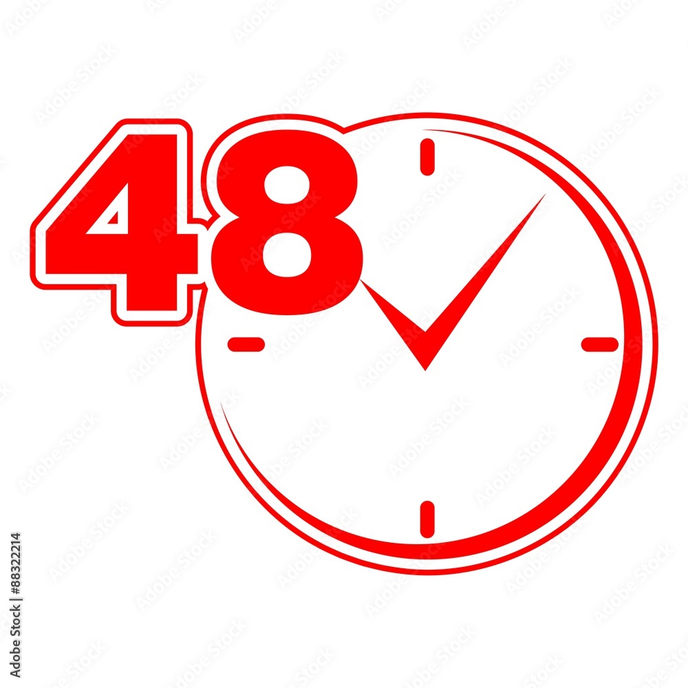 48 hours sign red clock Stock Vector | Adobe Stock