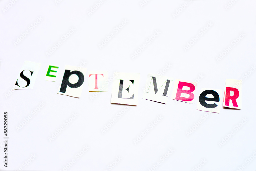September Letters cut out from the Magazine Stock Photo | Adobe Stock