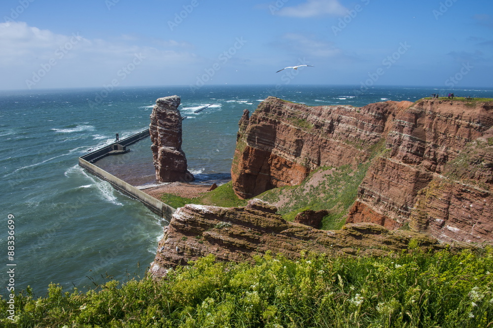 Lange Anna (Long Anna) free standing rock column in Heligoland, small ...