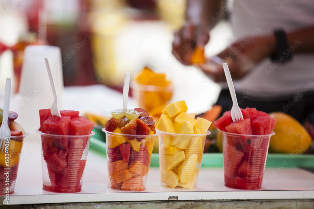 Vendedor de fruta en el centro de Cartagena Stock Photo | Adobe Stock