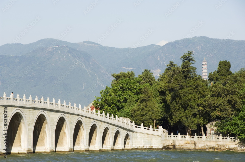 Seventeen Arch Bridge on Kunming Lake, built in 1750 during Emperor ...