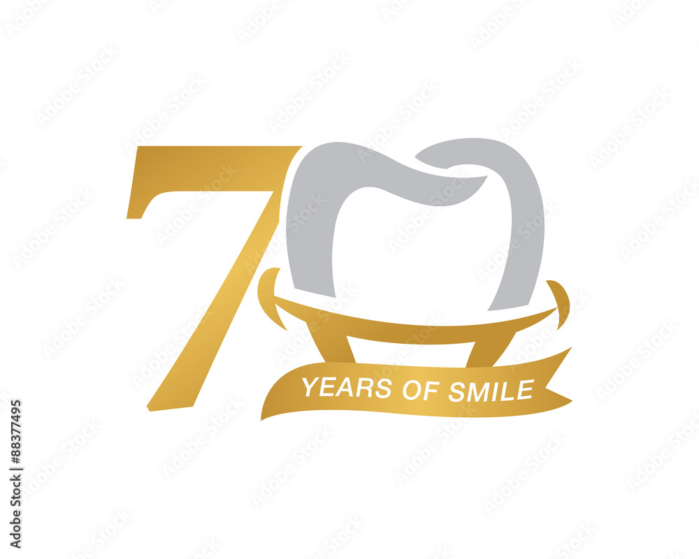 anniversary gold tooth logo 70 Stock Vector | Adobe Stock