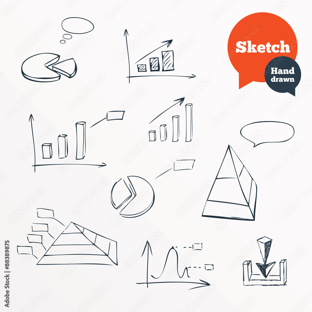Sketched chart of sales. Hand drawn diagram. Stock Vector | Adobe Stock