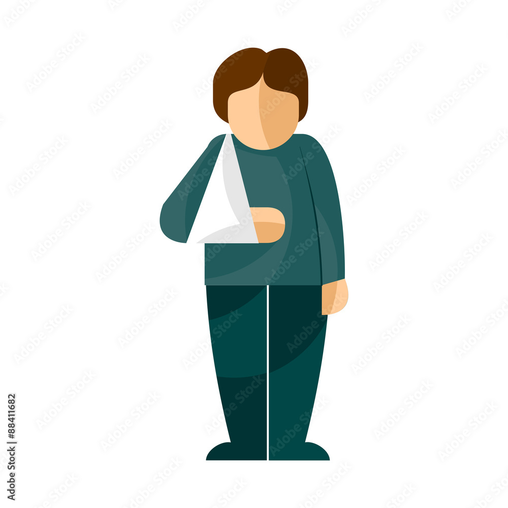 Cartoon man with a broken arm Stock Illustration | Adobe Stock