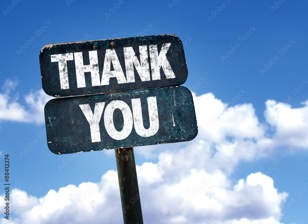 Thank You sign with clouds on background Stock Photo | Adobe Stock