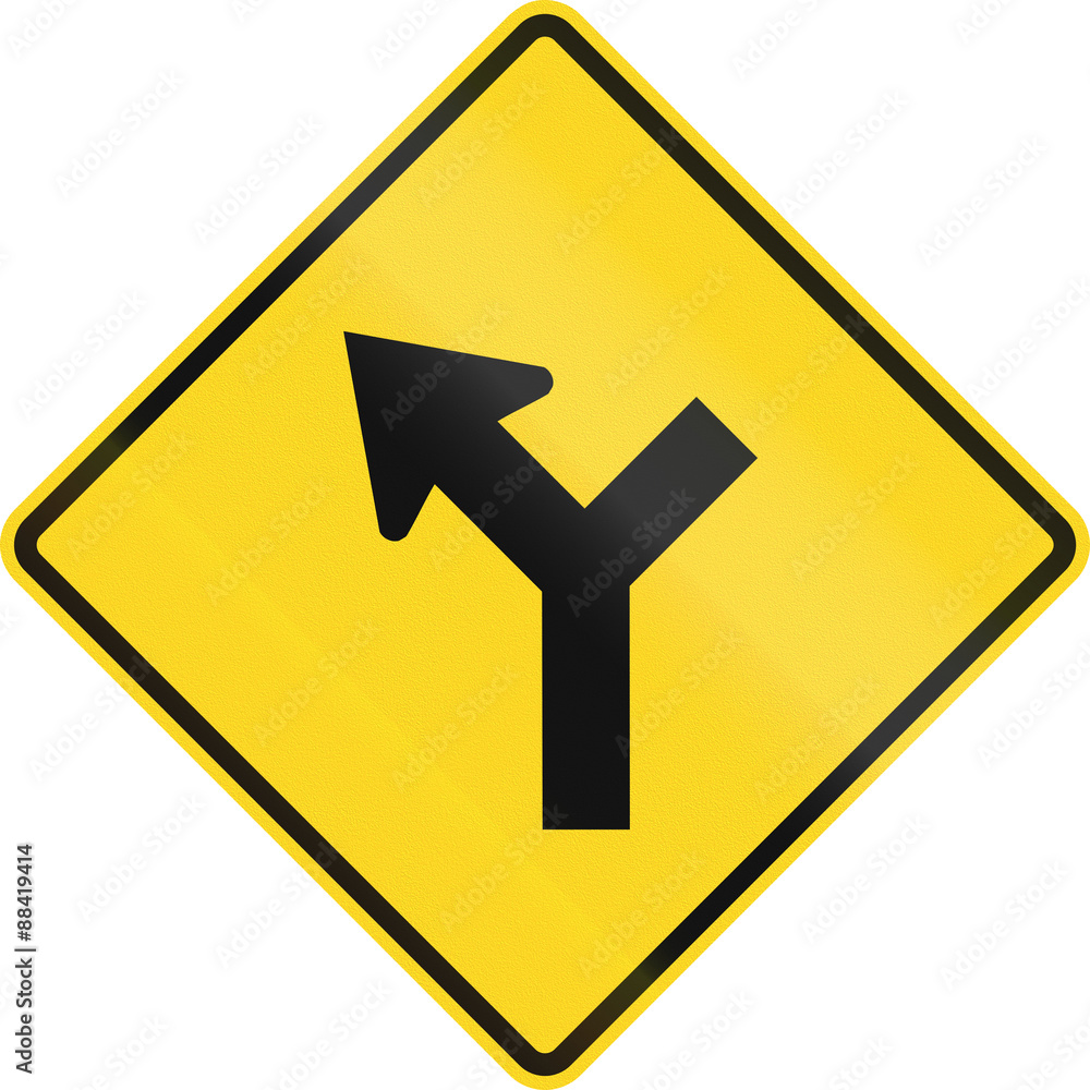 Canadian road warning sign - 3-way Intersection with priority ahead ...