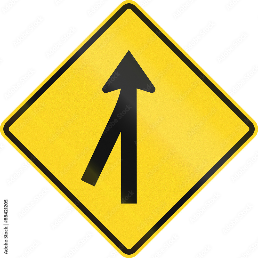 Canadian road warning sign - 3-way merging Intersection ahead. This ...