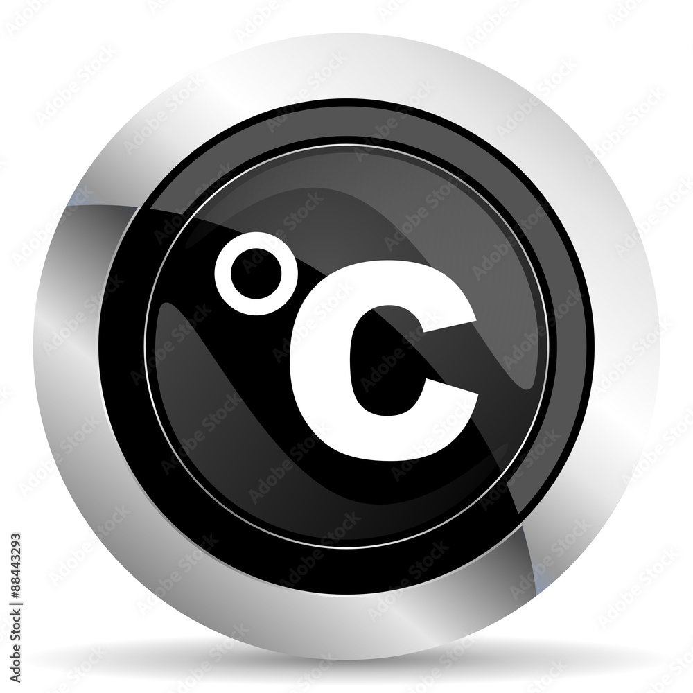 celsius icon, black chrome button, temperature unit sign Stock ...