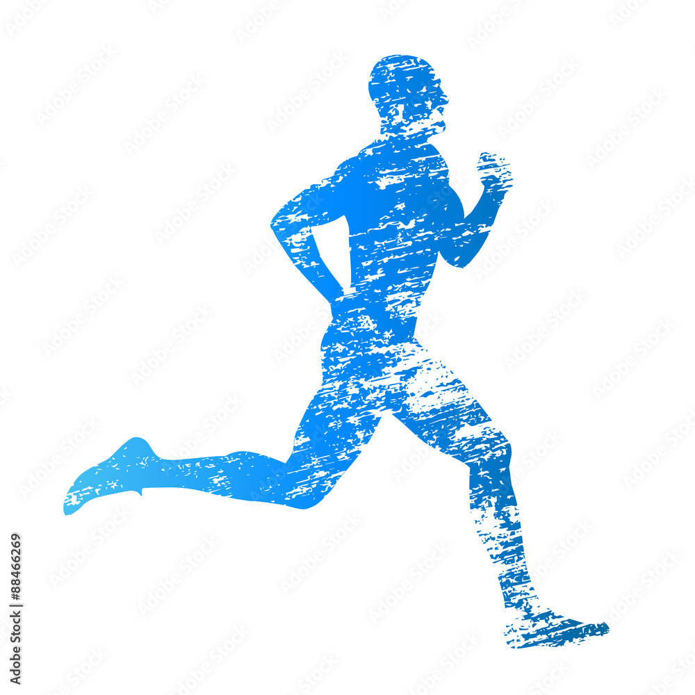 Scratched vector silhouette of running man Stock Vector | Adobe Stock