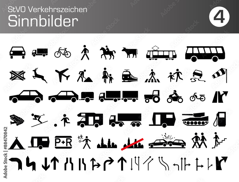 StVO Verkehrszeichen Sinnbilder Auto PKW LKW icon Stock-Vektorgrafik ...
