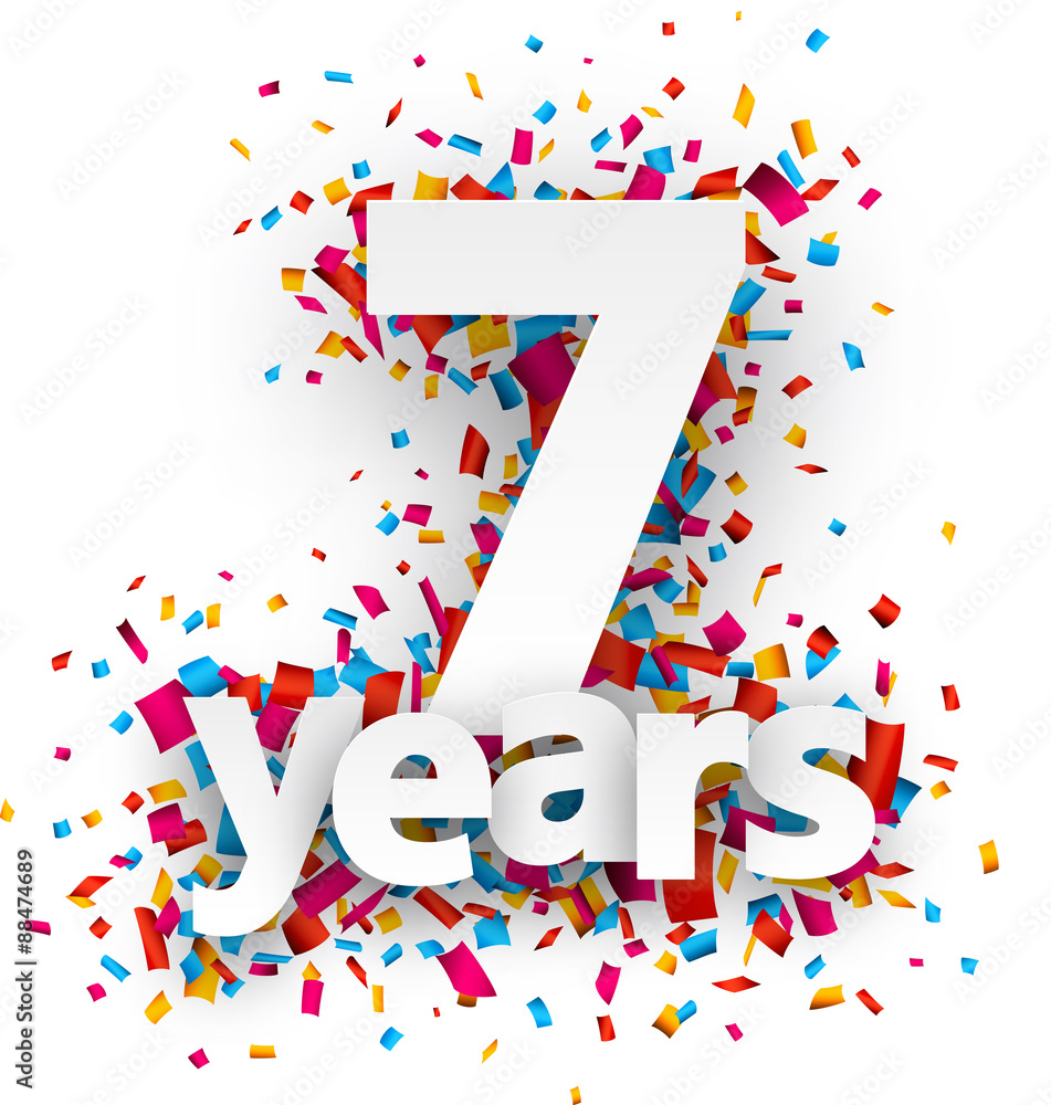 Seven years paper confetti sign. Stock Vector | Adobe Stock