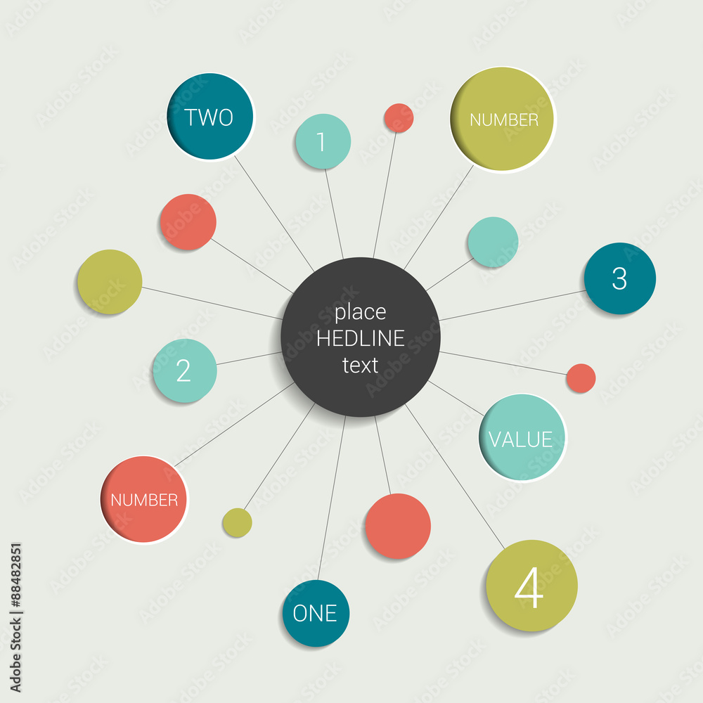 Circle Flowchart scheme. Center, middle scheme. Simply flat design ...
