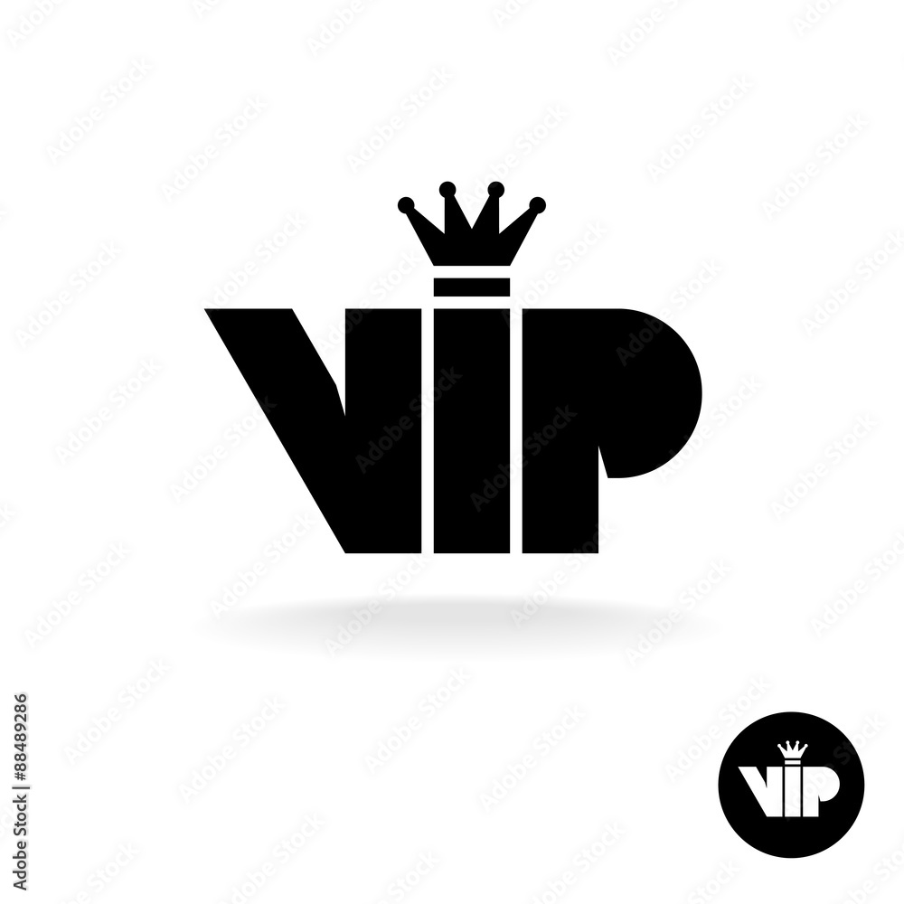 VIP letters abbreviation simple black silhouette icon logo with Stock ...