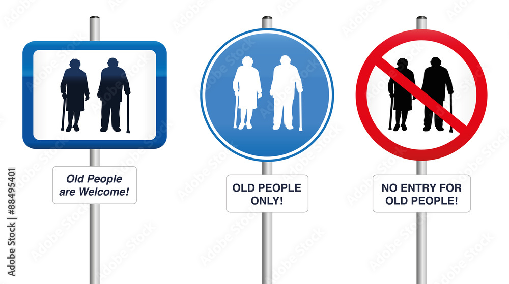 Old People- Three road signs, that welcome old people or that try to ...