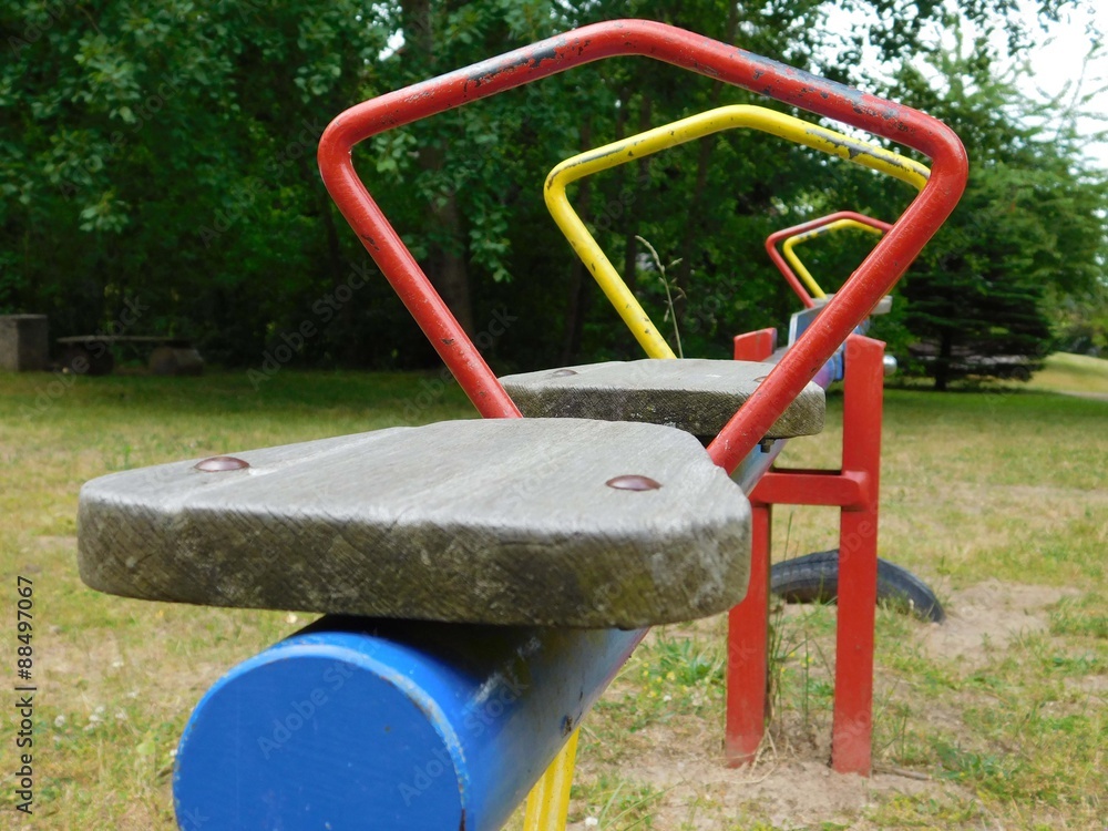 Wippe auf dem Spielplatz Stock-Foto | Adobe Stock