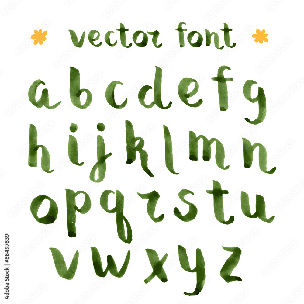 Handmade ink green alphabet. Stock Vector | Adobe Stock