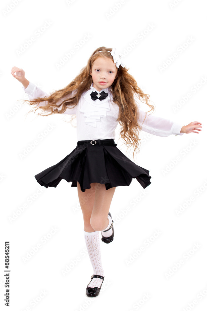 Pretty Redhead Schoolgirl Isolated On A White Background Stock Photo