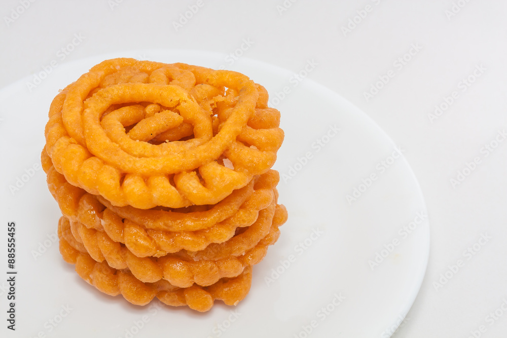 Indian Jalebi in a white plate. Jalebi is one of kerala's favorite ...