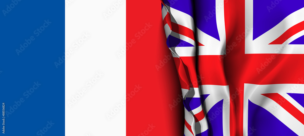 Flag of United Kingdom over the France flag. Stock Illustration | Adobe ...