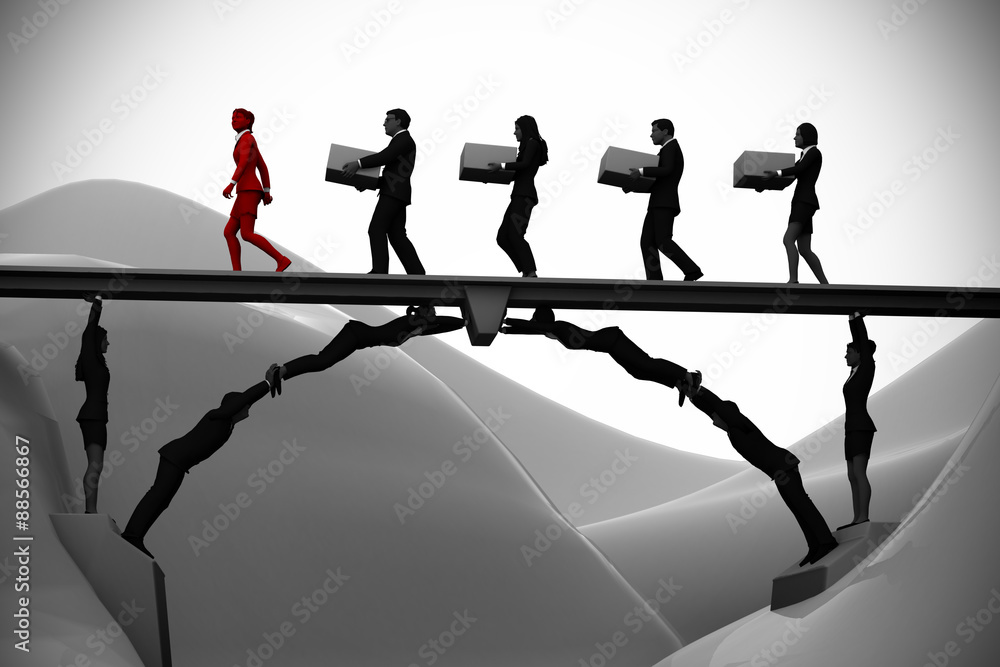 Bridge made of teamwork. A bridge made of people in teamwork, where a ...