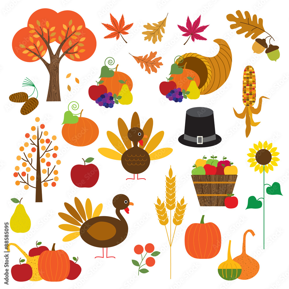 Thanksgiving icons clipart graphics Stock Illustration | Adobe Stock