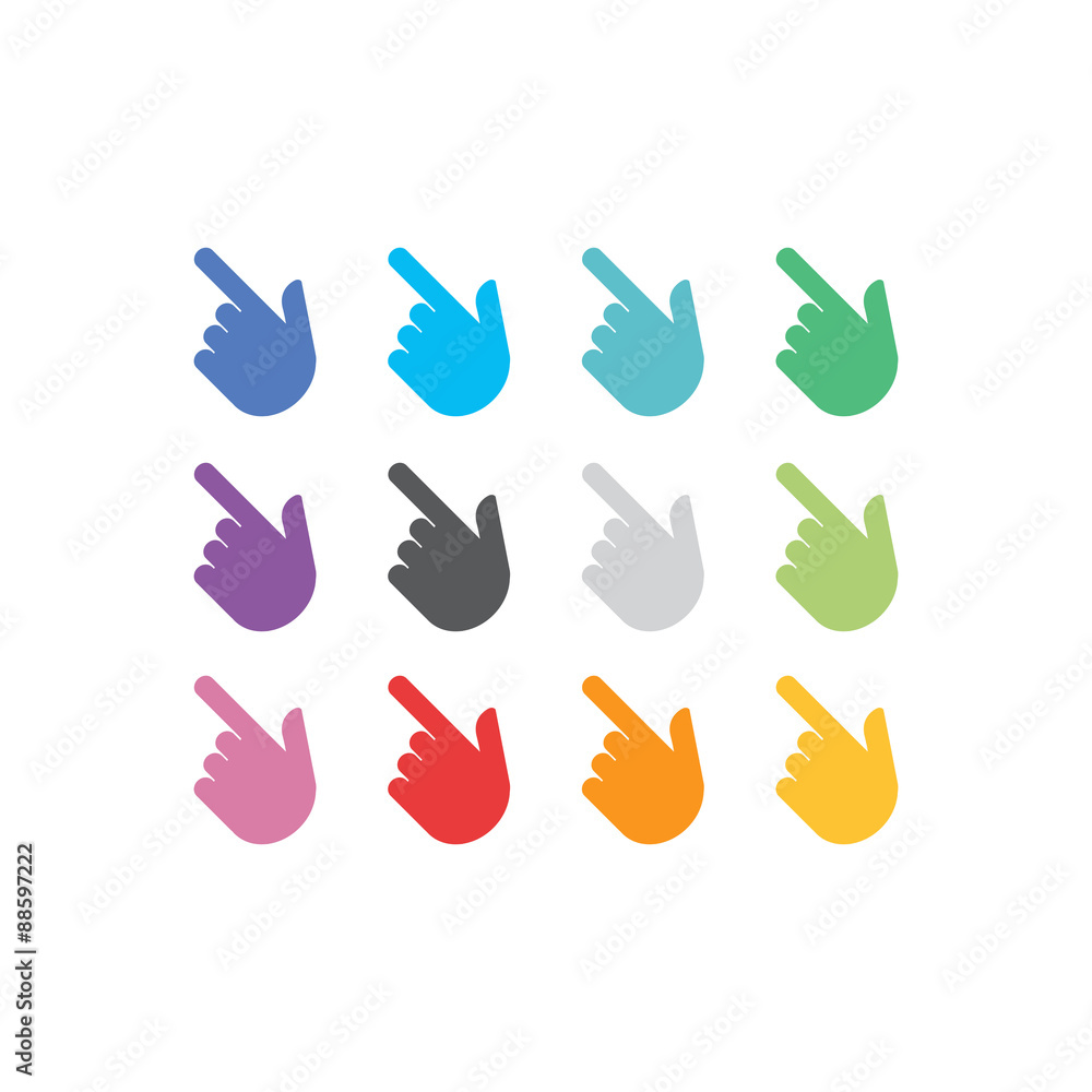 colorful flat hand icon direction Stock Vector | Adobe Stock