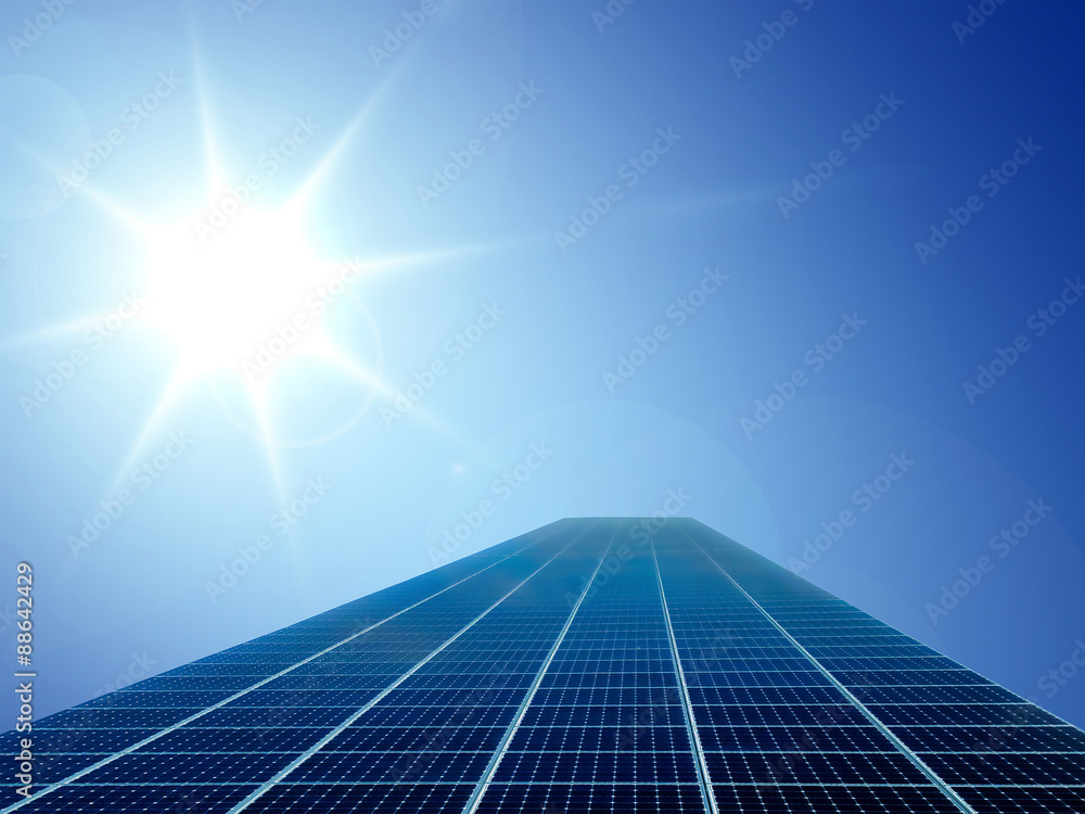 solar cell energy grid in sun and sky background Stock Photo | Adobe Stock