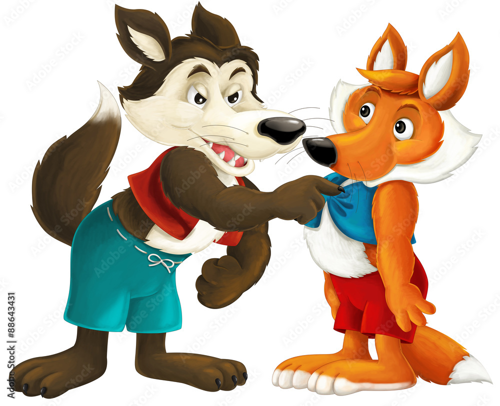 Cartoon wolf and fox - illustration for the children Stock Illustration ...