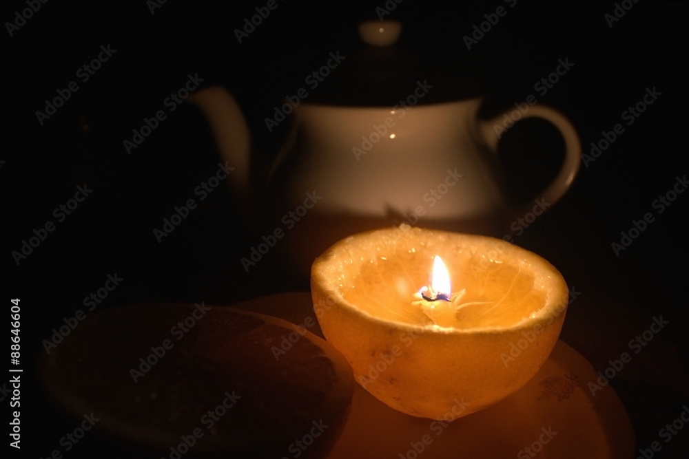 Orange oil-lamp Stock Photo | Adobe Stock