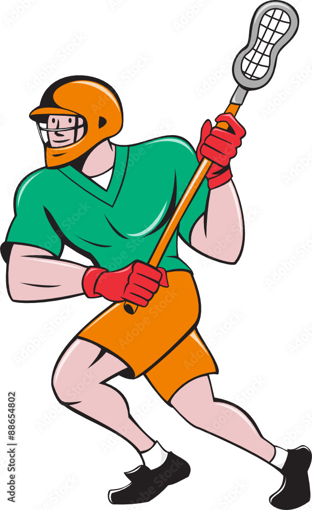 Lacrosse Player Crosse Stick Running Cartoon Stock Vector | Adobe Stock