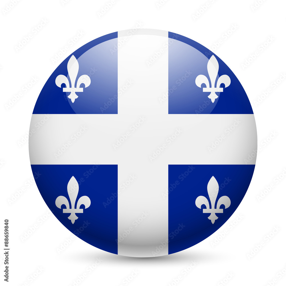 Round glossy icon of Quebec Stock Vector | Adobe Stock