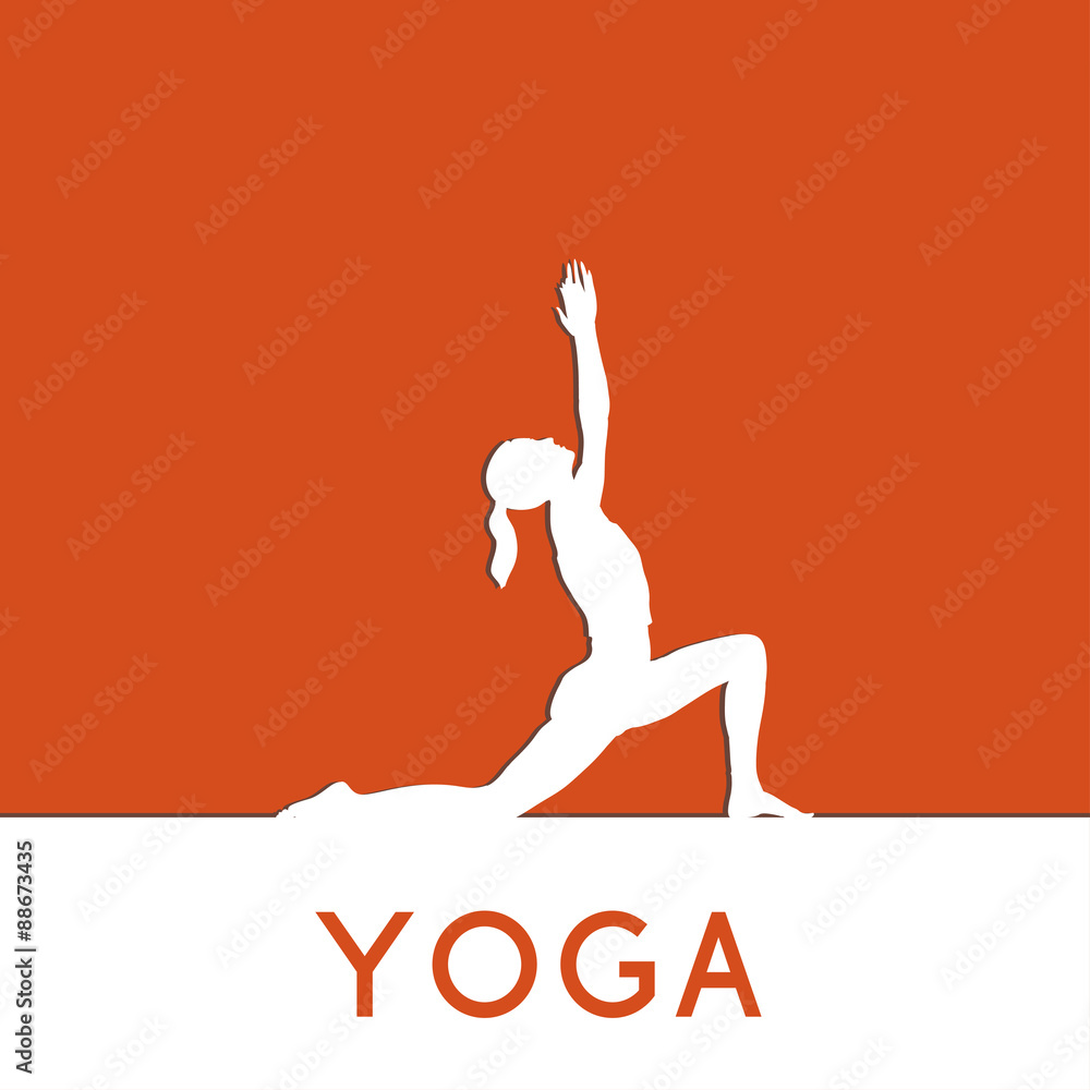 Contour of woman in yoga pose on the colour background. Vector yoga ...