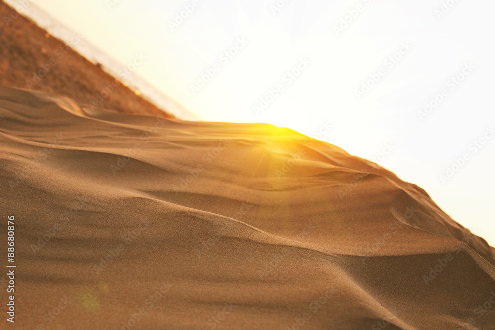 yellow sand on the sea beach and sunset sky Stock Photo | Adobe Stock