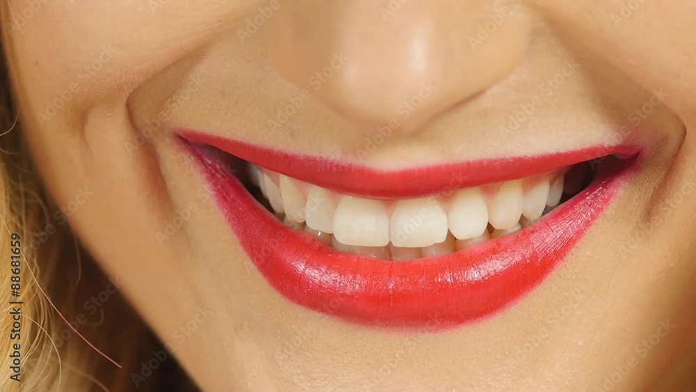 Beautiful smile of pretty girl, close up, slow motion Stock Video ...