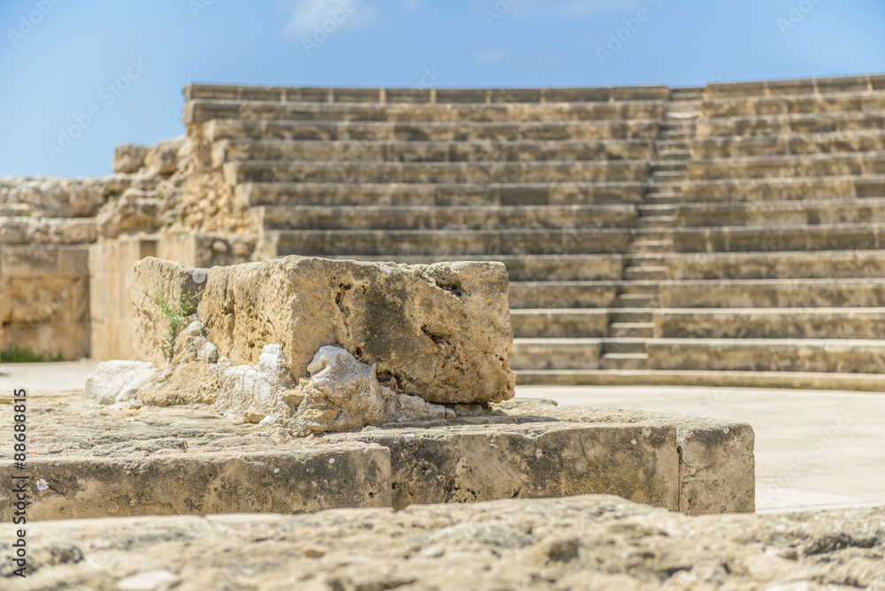 Ancient stone amphitheater ruins in Paphos, Cyprus. foto de Stock ...