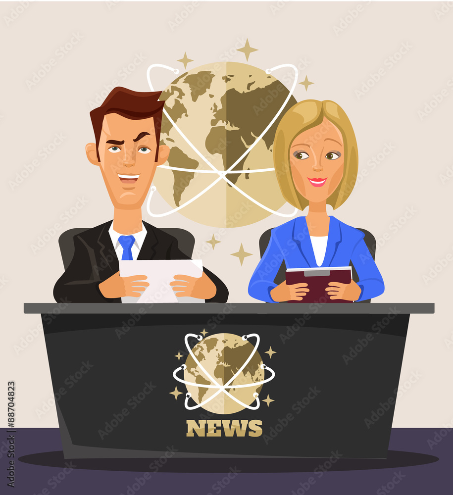TV News. Vector flat cartoon illustration Stock Vector | Adobe Stock