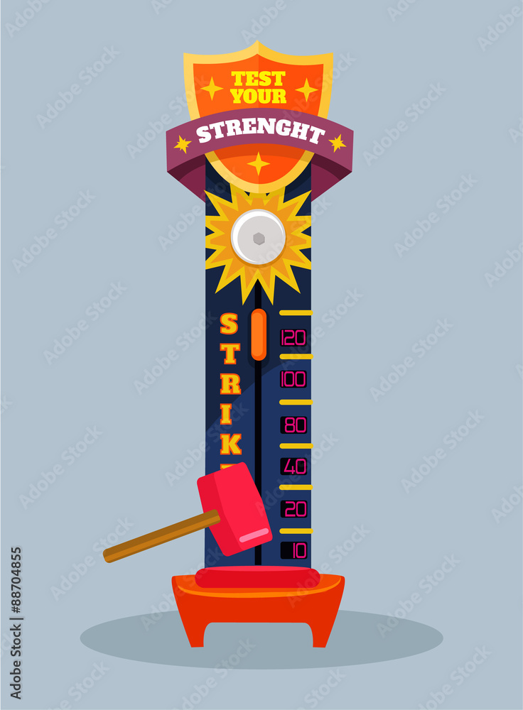 Test your strength. Vector flat cartoon illustration Stock Vector ...