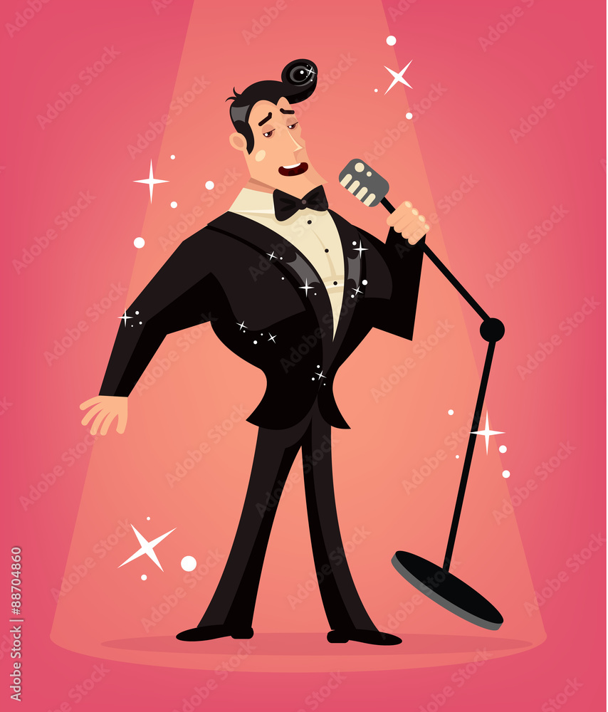 Vector singer flat cartoon illustration Stock Vector | Adobe Stock