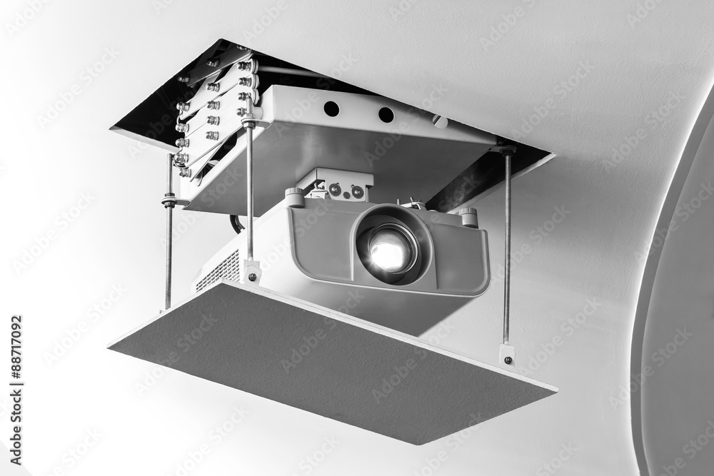 Projector hang on ceiling in meeting room Stock Photo | Adobe Stock