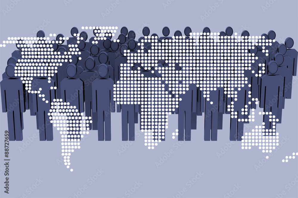 digital map of the world with human figures Stock Illustration | Adobe ...