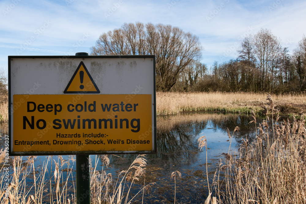 Deep water warning sign Stock Photo | Adobe Stock