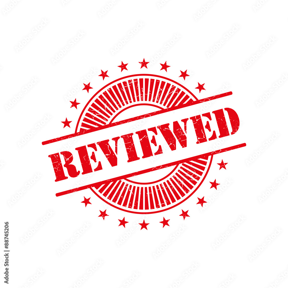 Reviewed grunge retro red isolated stamp Stock Vector | Adobe Stock