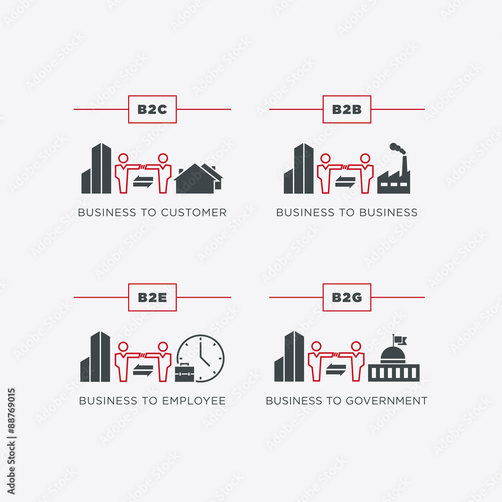 Business relations: b2b, b2c, b2e, b2g Stock Vector | Adobe Stock