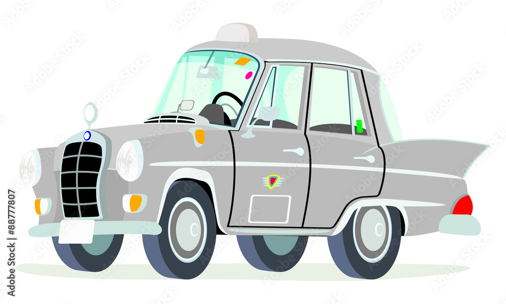 Caricatura Mercedes Benz W110-190D taxi Colombia gris vista frontal y ...