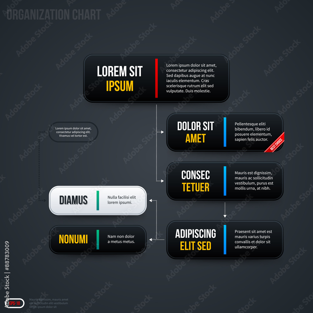 Simple organization chart templates with horizontal banners. EPS 10 ...