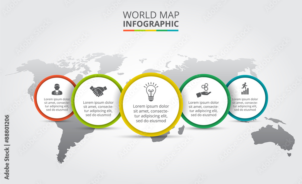 Vector world map with infographic elements. Stock Vector | Adobe Stock