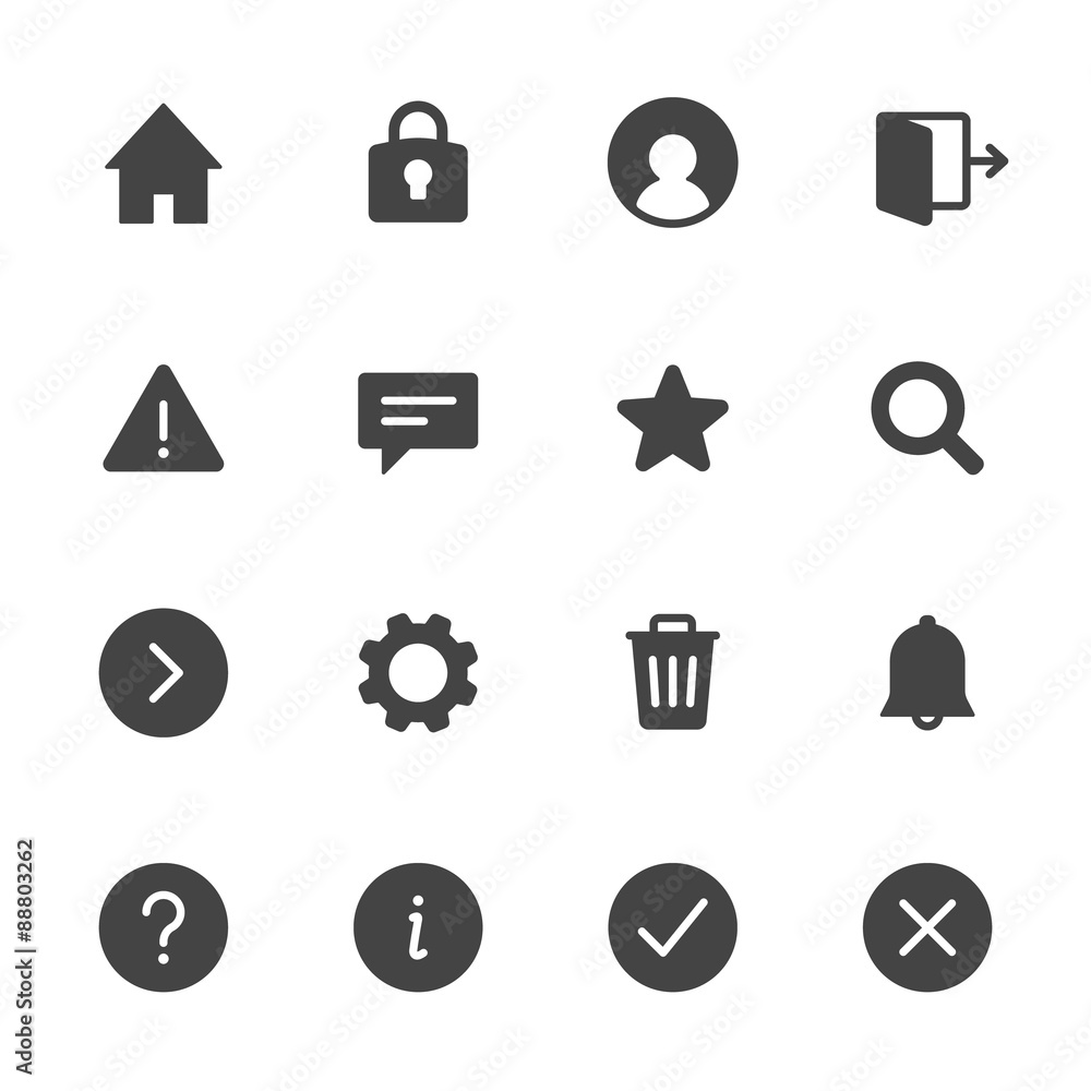 Basic Interface Icons Stock-Vektorgrafik | Adobe Stock