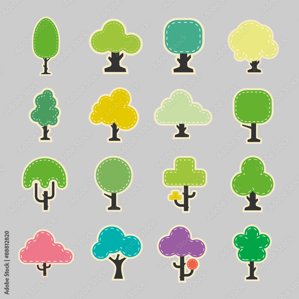 Paper tree icons Stock Vector | Adobe Stock